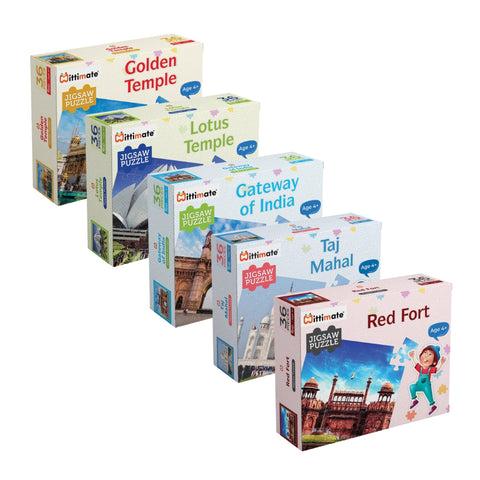 Buy Indian Monuments Combo Pack of 5 Jigsaw Puzzle for Kids – Mittimate
