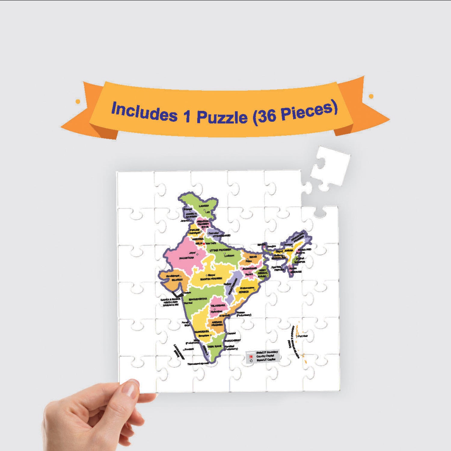 Buy Map of India Puzzle | 36 PCS Jigsaw Puzzle for Kids (4+) – Mittimate